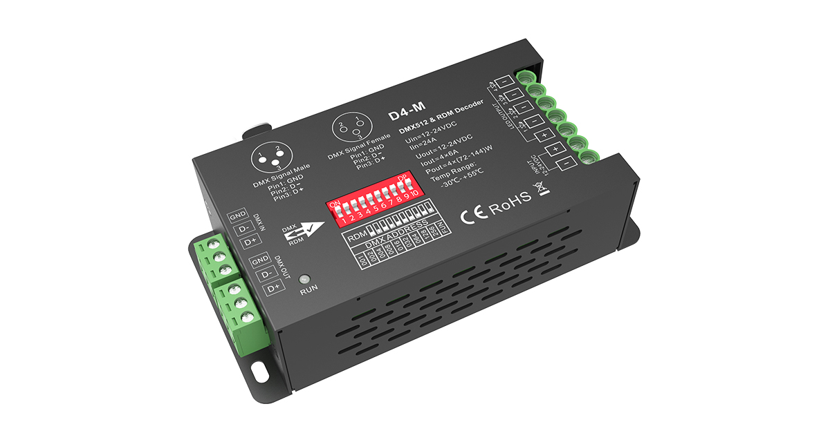 4CH*6A 12-24VDC CV DMX Decoder D4-M