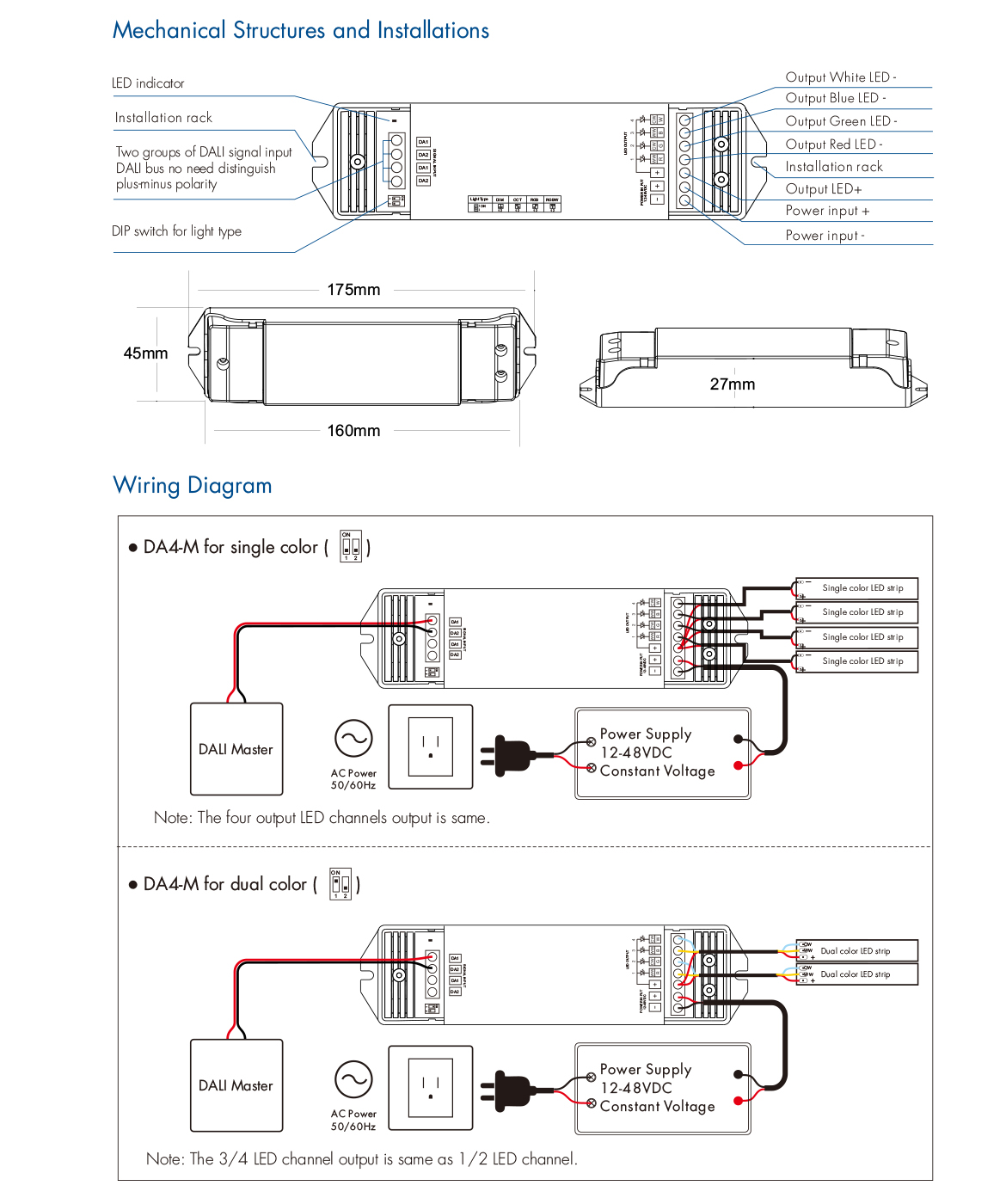 4 Channel Constant Voltage DALI LED Dimmer
