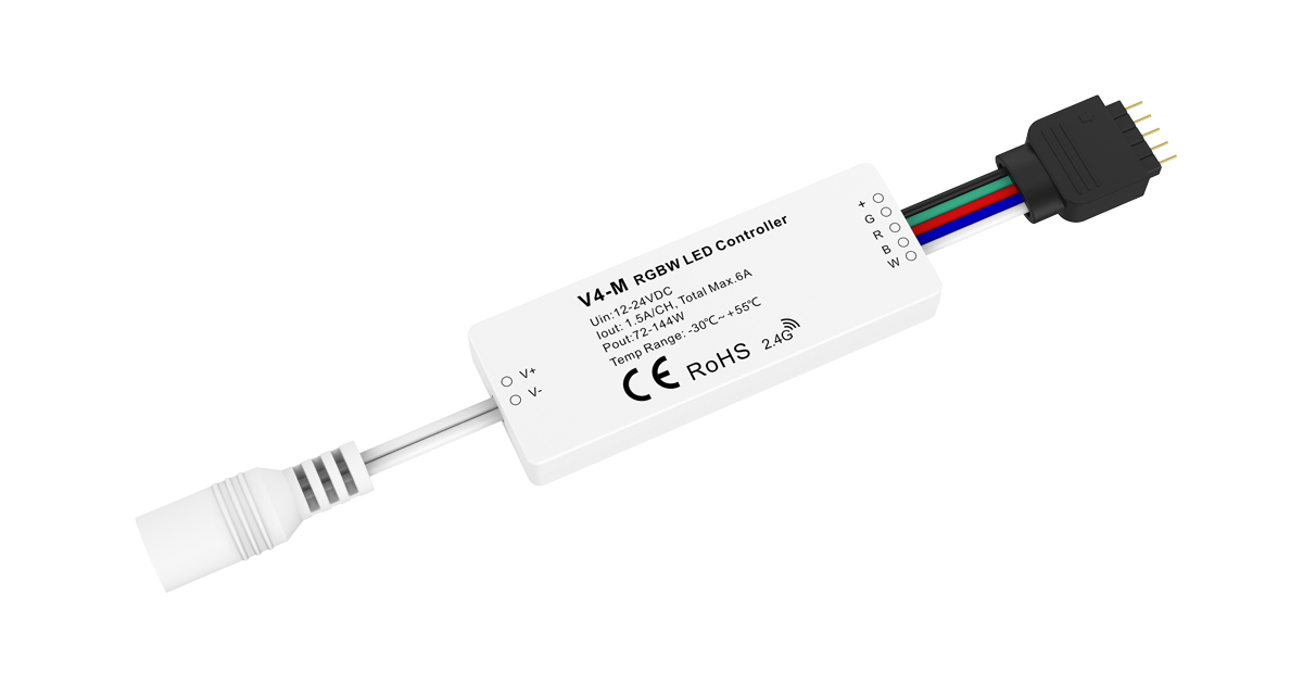 4CH*1.5A 12-24VDC RGBW LED Mini RF Controller V4-M
