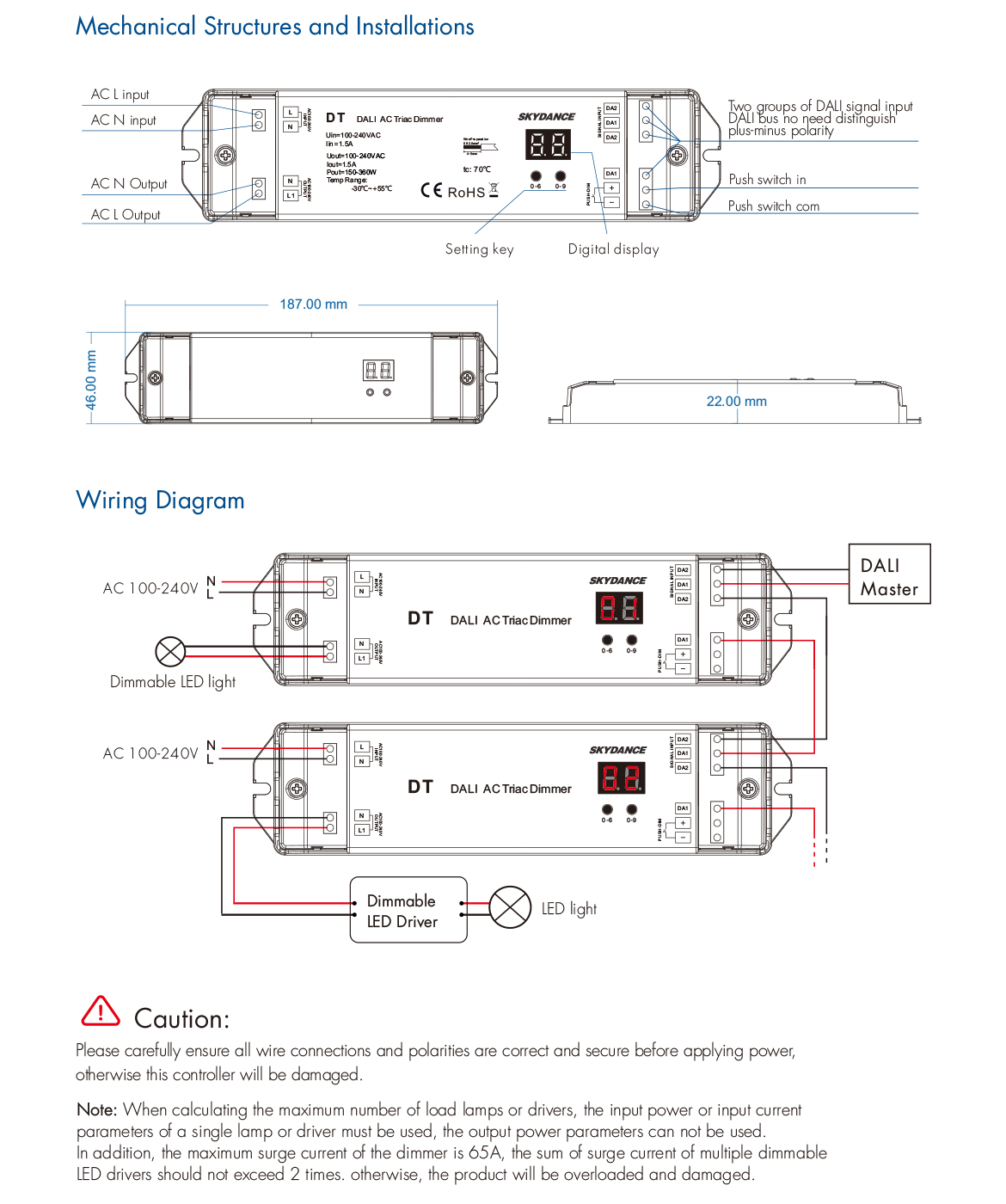 1CH*1.5A AC Triac DALI Dimmer DT