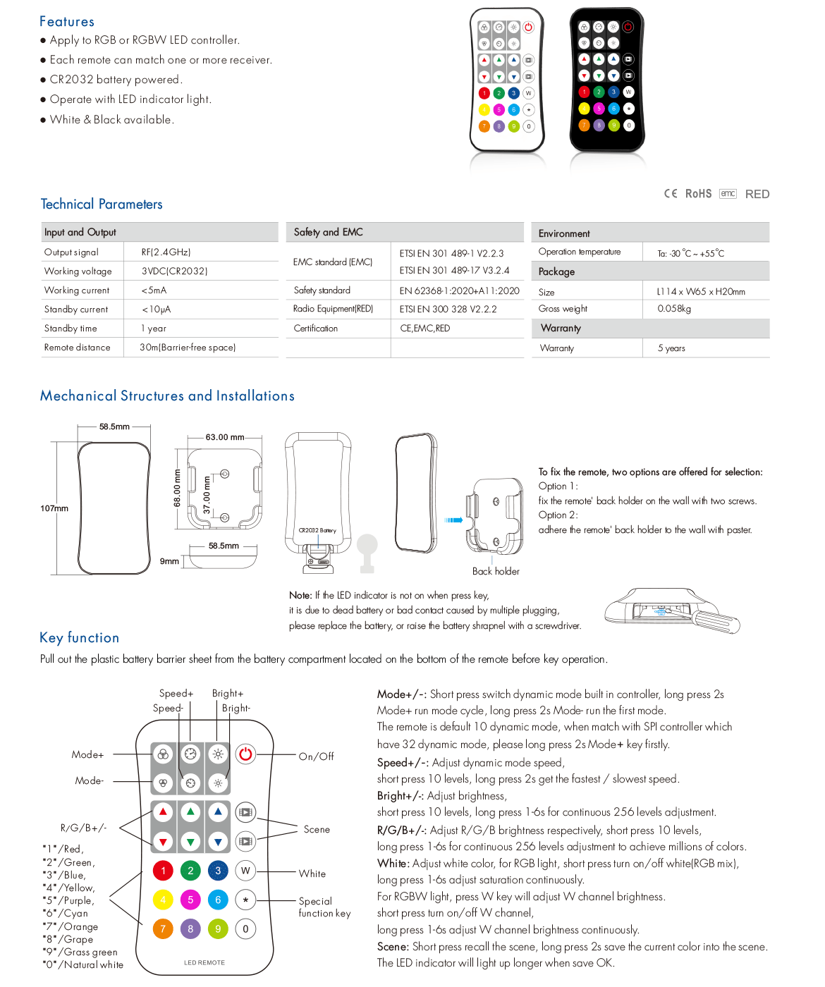 1 Zone RGB/RGBW Remote Control R9