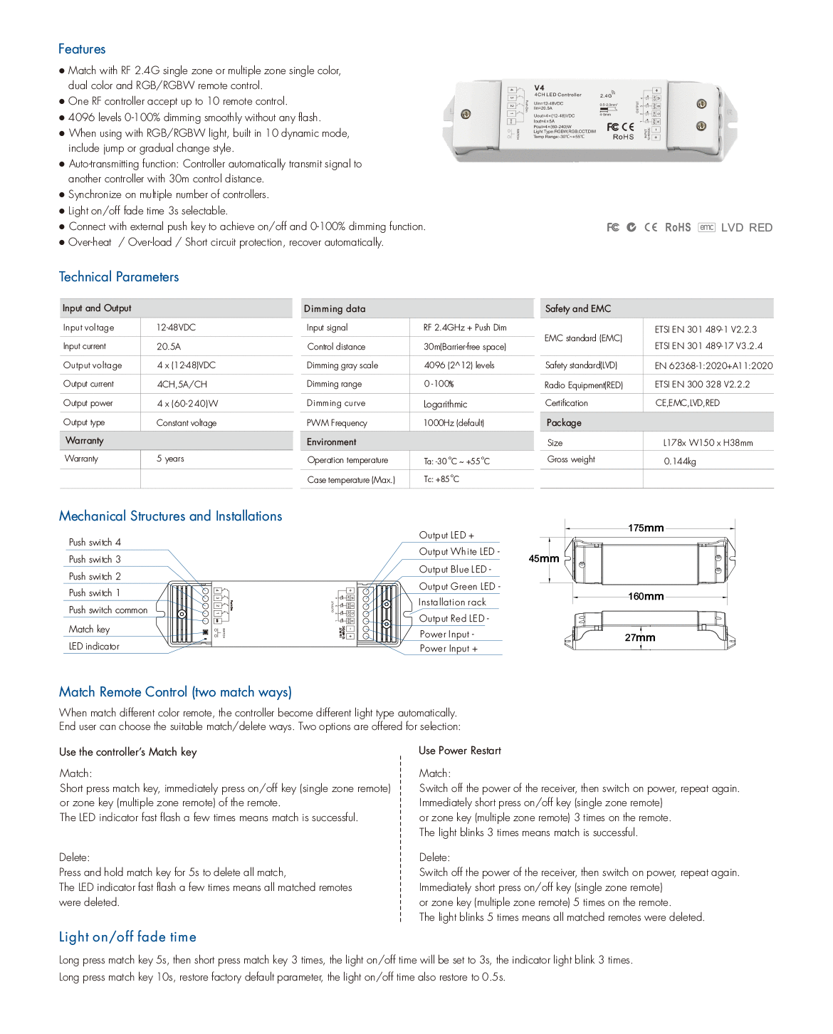 4CH*5A 12-36VDC CV Controller V4