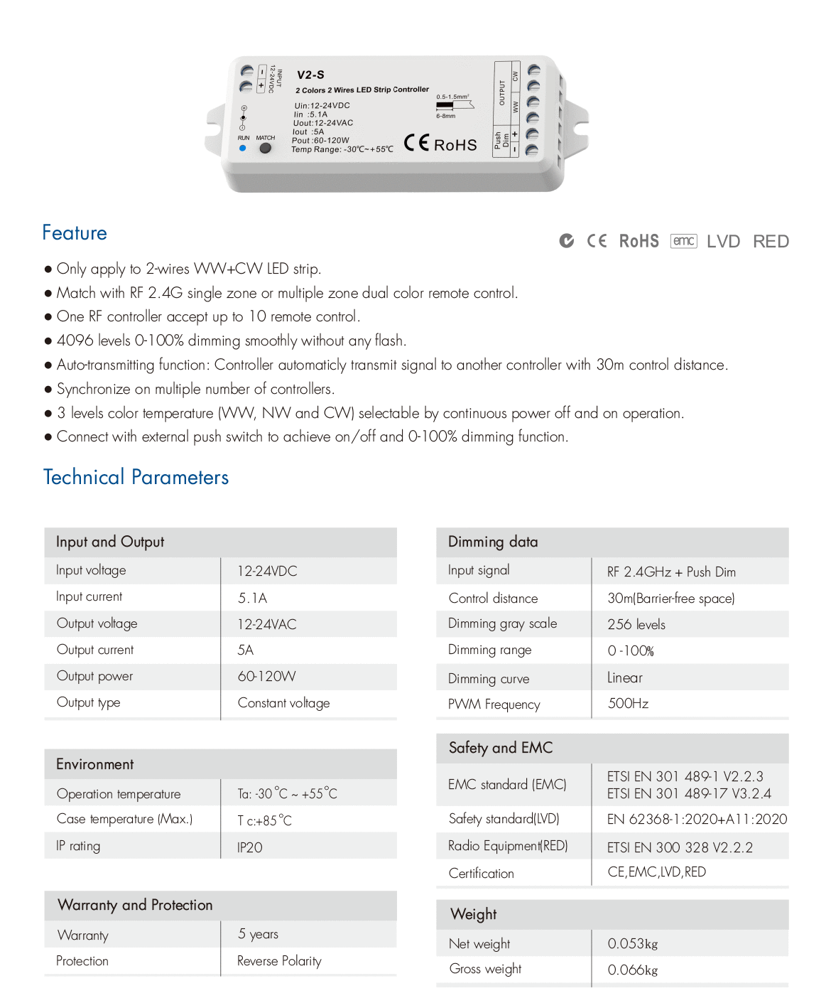 1CH*5A 12-24VDC 2 Wires CCT Controller V2-S